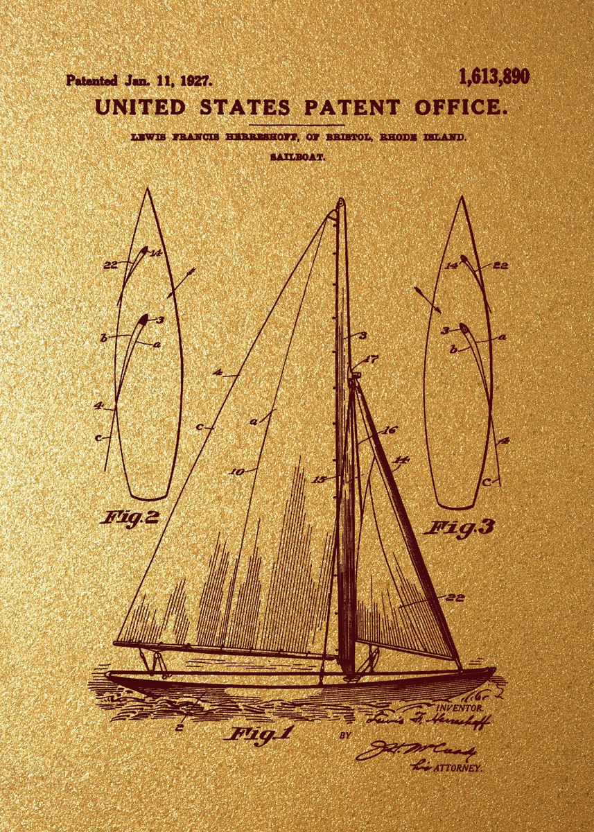 '1 Herreshoff Sail Boat Pa' Poster, picture, metal print, paint by ...
