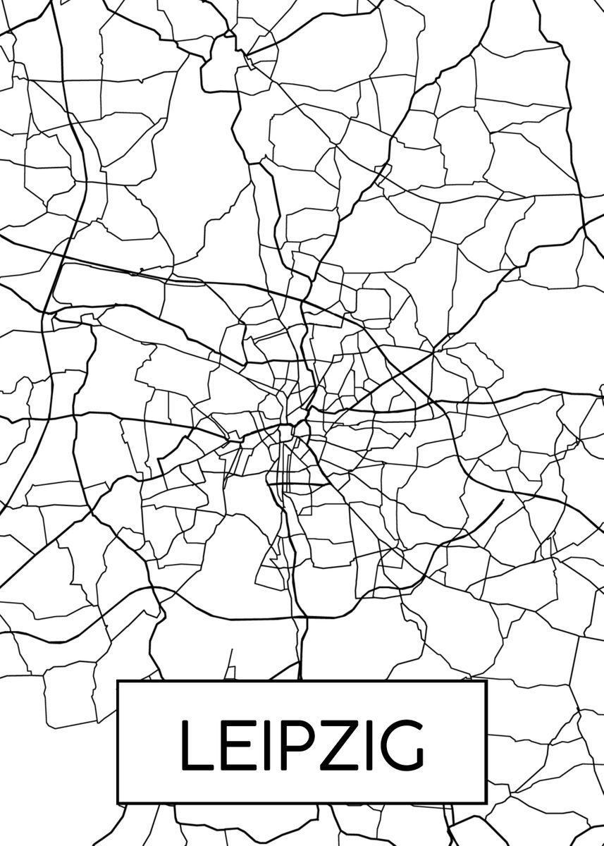 'Leipzig Minimal City Map' Poster, picture, metal print, paint by Simon ...