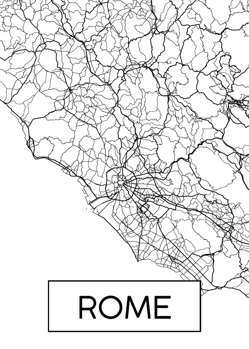 'Rome Minimal City Map' Poster, picture, metal print, paint by Simon ...