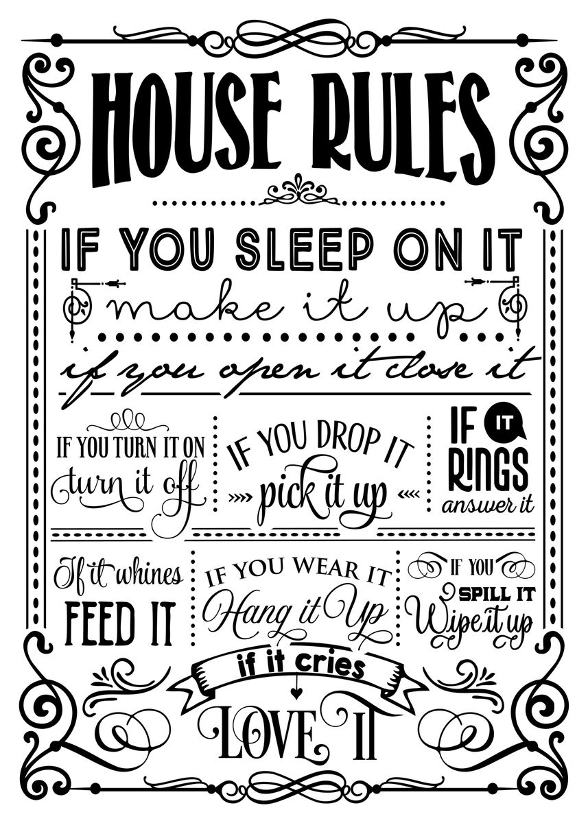 'Home House Rules Quotes ' Poster by Max Ronn | Displate