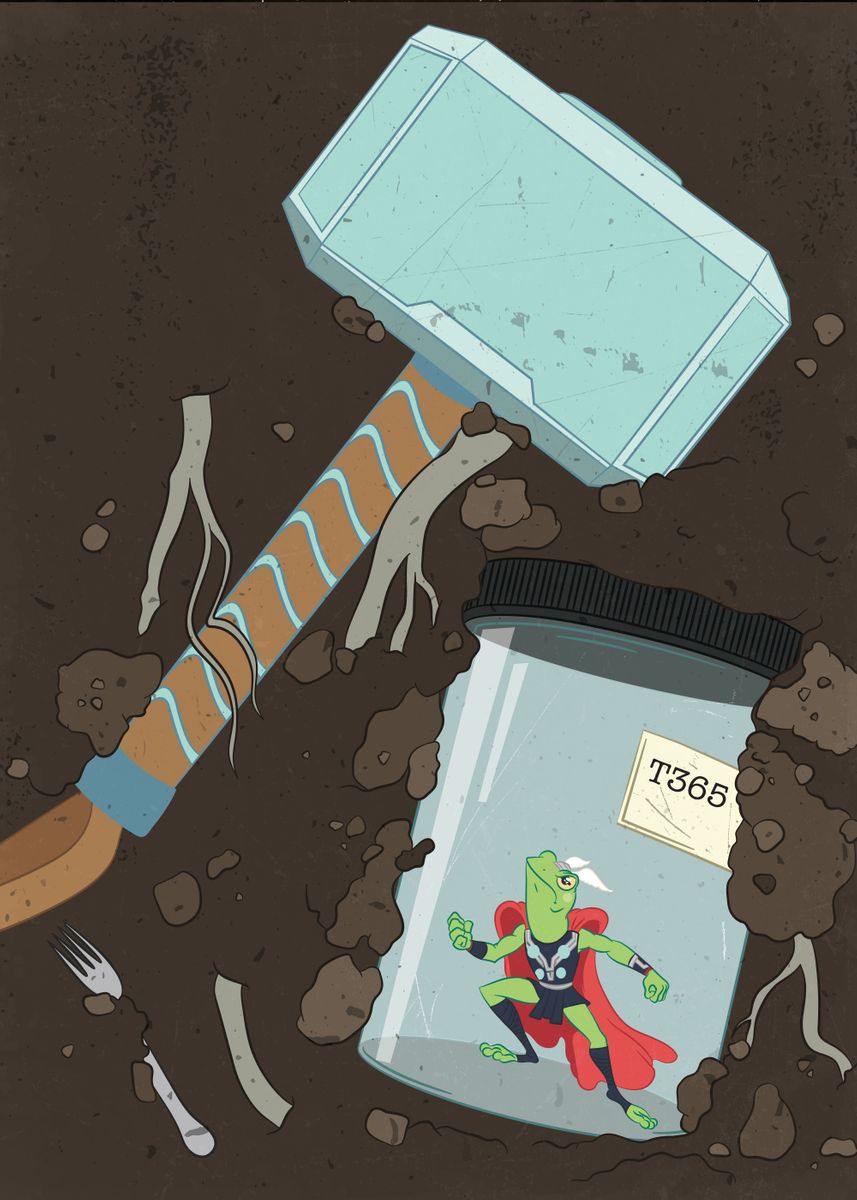 'Thor's Hammer' Poster, picture, metal print, paint by Marvel | Displate