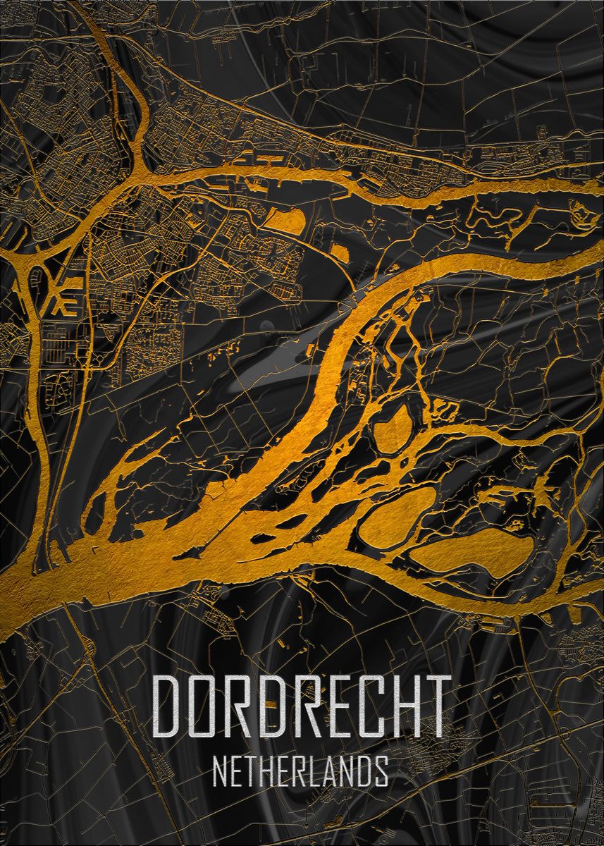 'Dordrecht Netherlands Map' Poster, picture, metal print, paint by ...