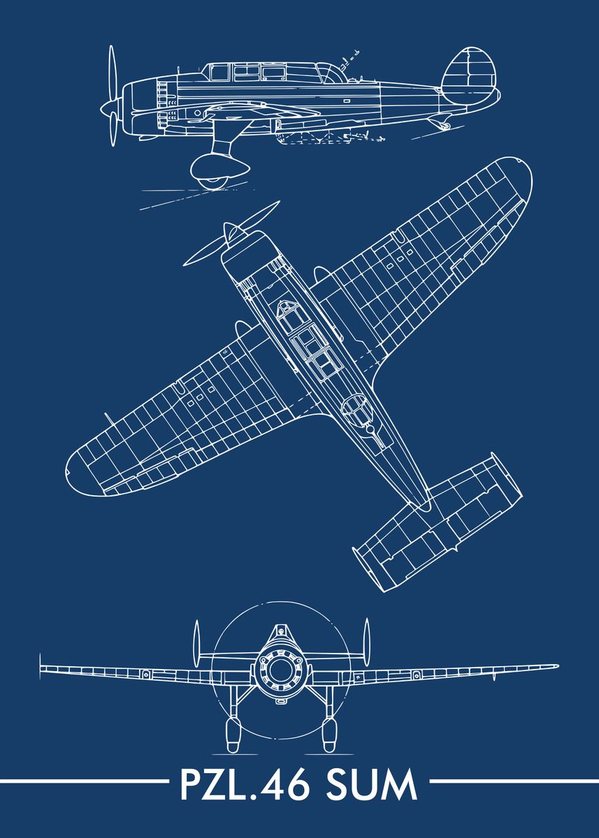 'PZL 46 SUM POLAND BLUE' Poster, picture, metal print, paint by Atomic ...