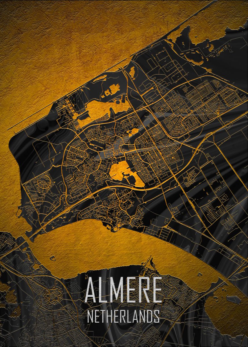 'Almere Netherlands Map' Poster, picture, metal print, paint by Coconut ...