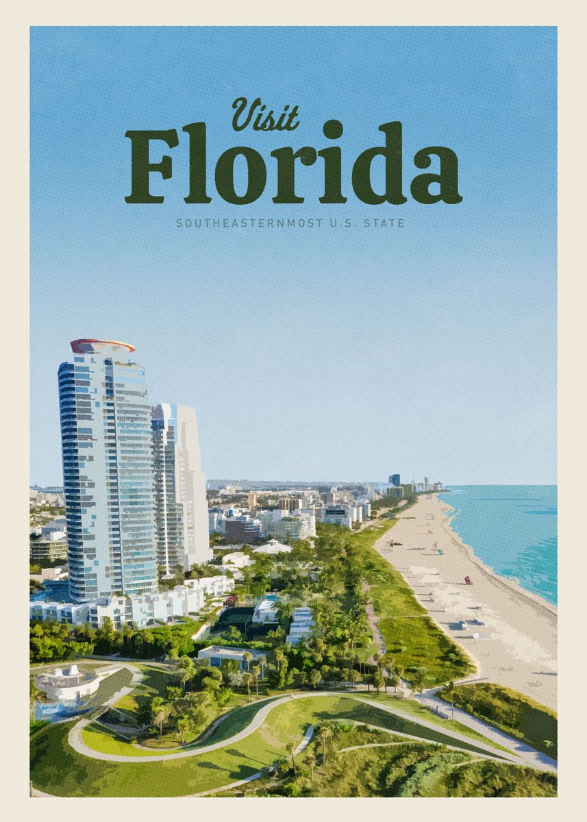 'Visit Florida' Poster, picture, metal print, paint by Mercury Club ...