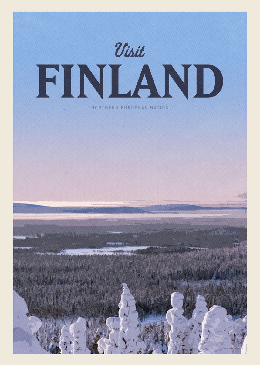 'Visit Finland' Poster, picture, metal print, paint by Mercury Club ...