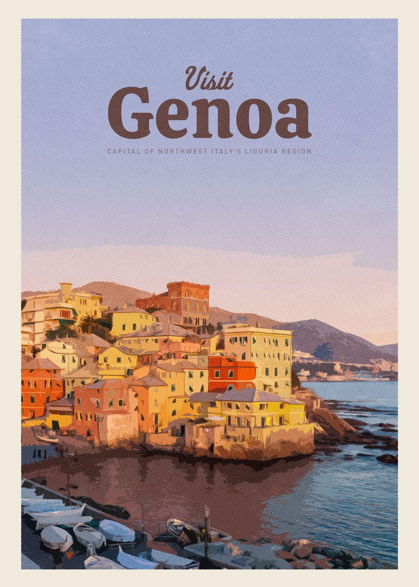 'Visit Genoa' Poster by Mercury Club | Displate