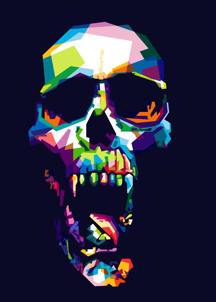 'Colorful skull' Poster, picture, metal print, paint by MASGAD | Displate
