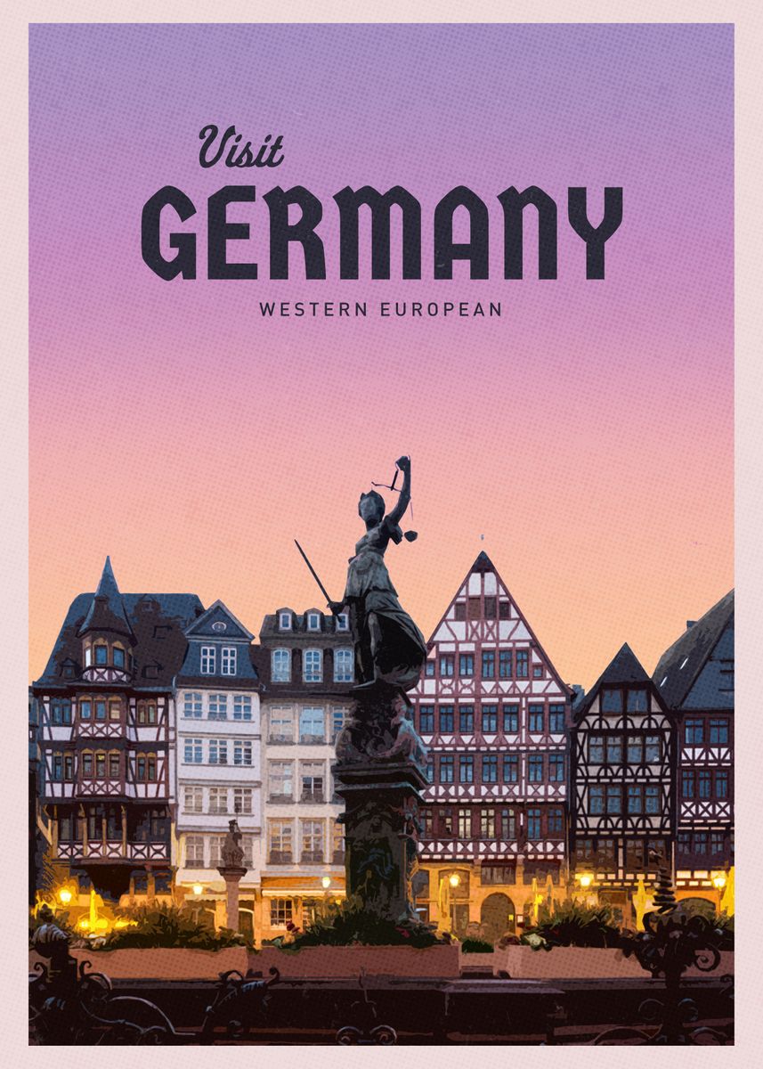 'Visit Germany' Poster, picture, metal print, paint by Mercury Club ...