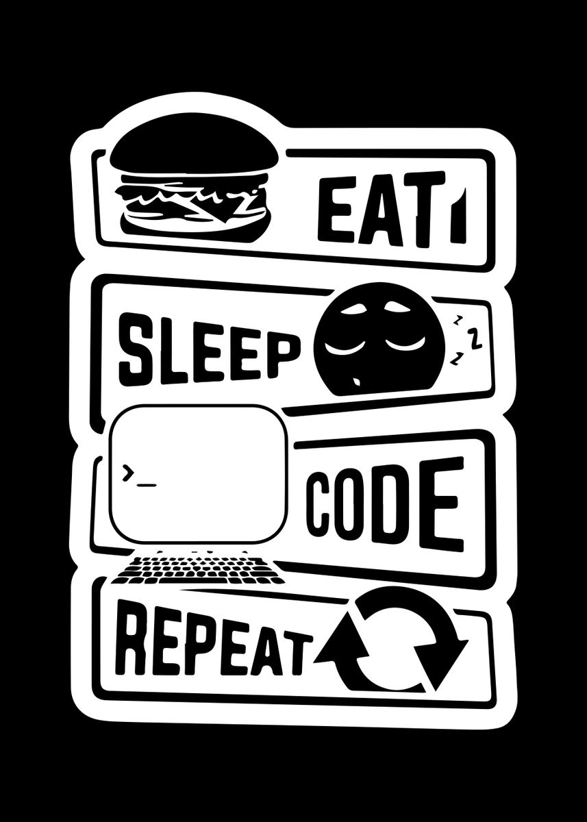'Eat Sleep Code Repeat' Poster, picture, metal print, paint by Design ...