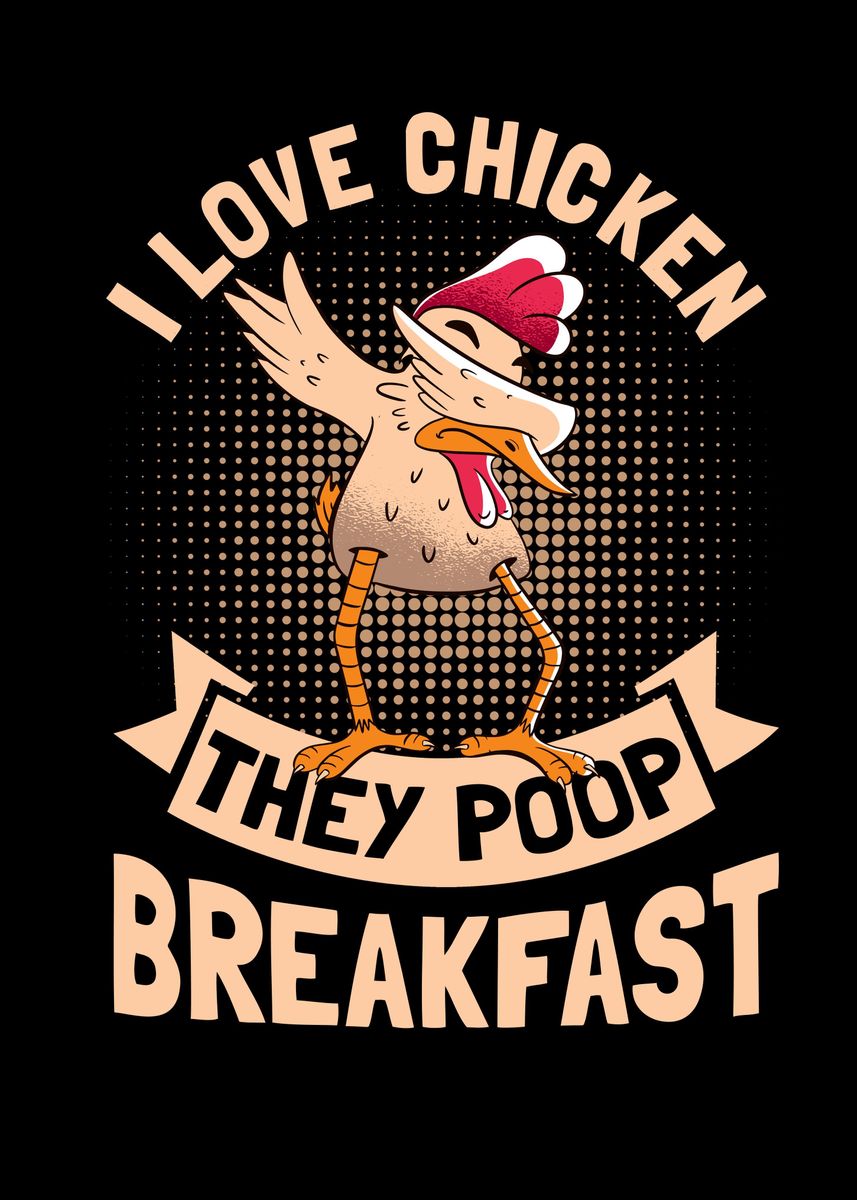 'I Love Chicken' Poster, picture, metal print, paint by to42 | Displate