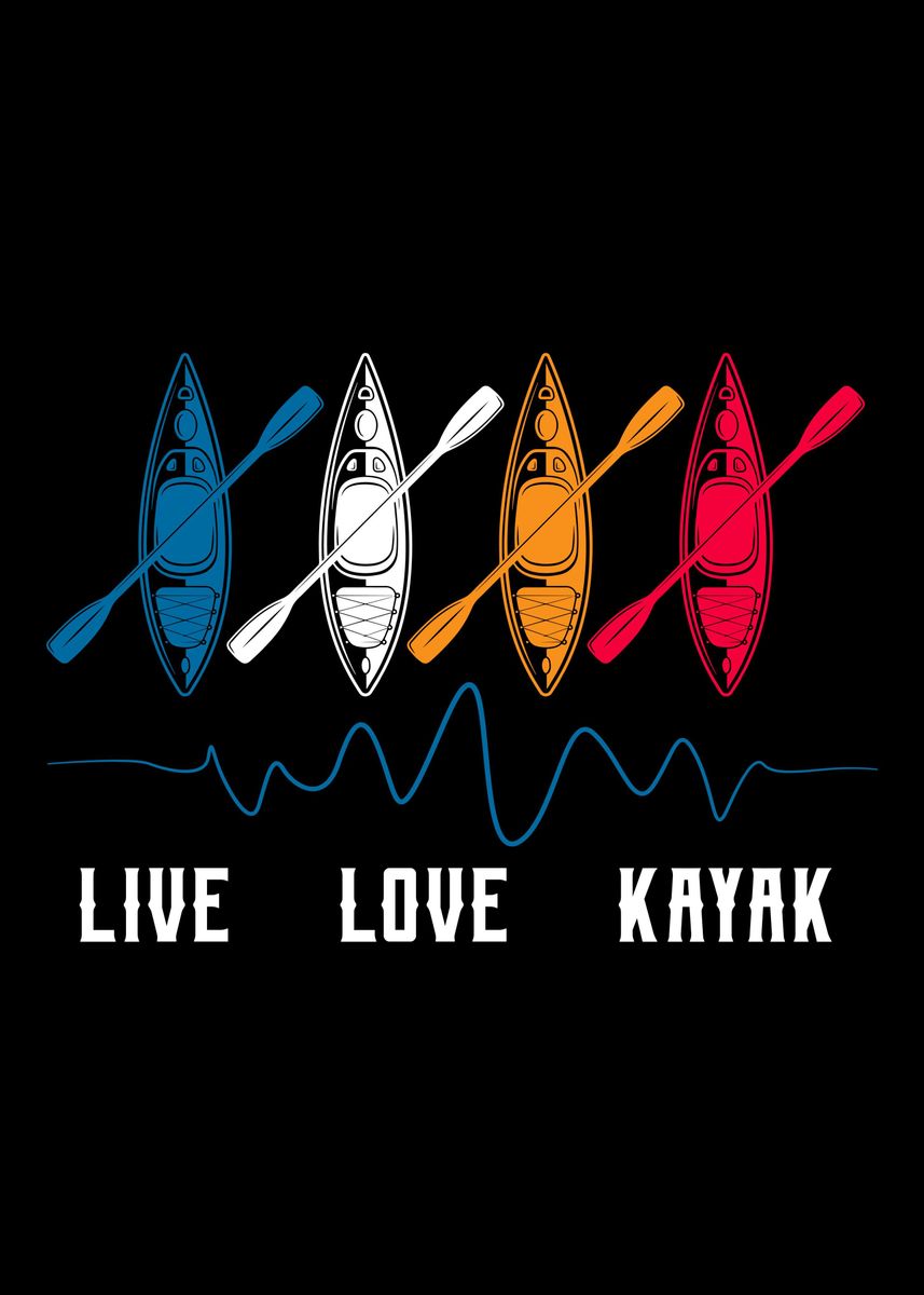'Funny Kayak Kayaking' Poster, picture, metal print, paint by Christian ...