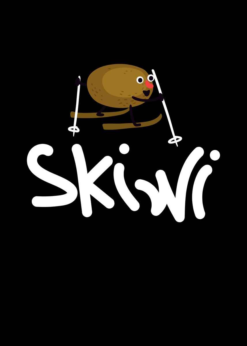 'Ski Skiwi Skiing' Poster, picture, metal print, paint by Mooon | Displate