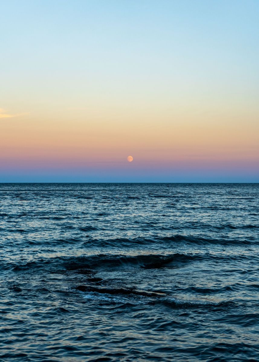'Minnesota Sunset and Moon' Poster, picture, metal print, paint by ...