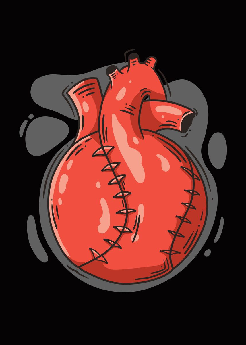 'Softball heart' Poster by Simon Darren | Displate