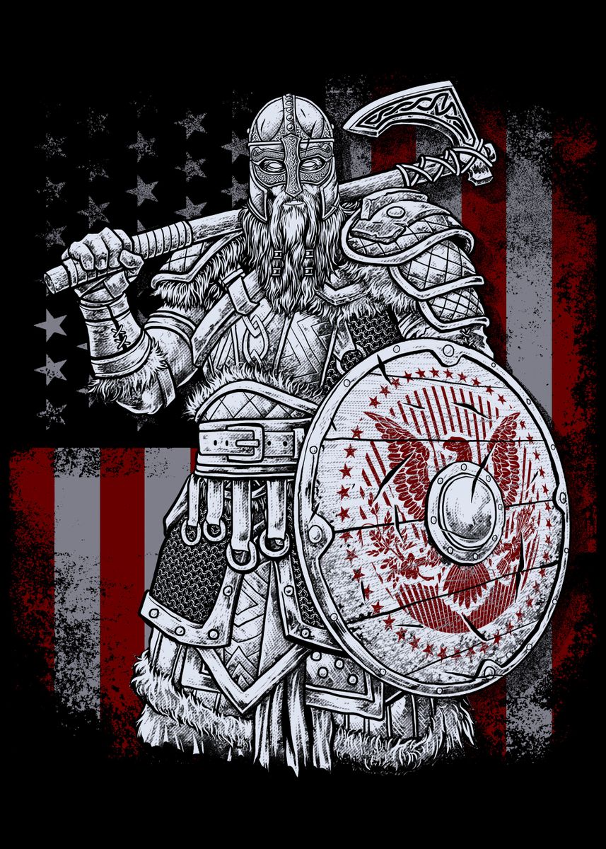 'American Pagan Viking ' Poster, picture, metal print, paint by Richard ...
