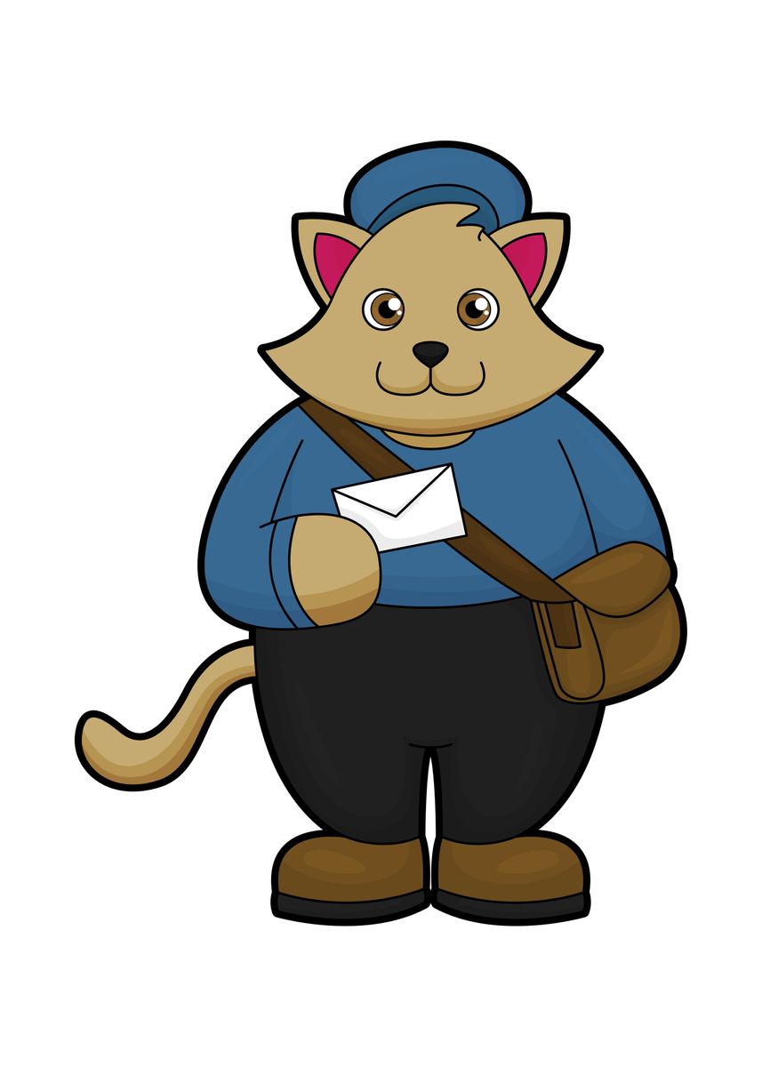 'Cat Postman Letter' Poster, picture, metal print, paint by Markus ...