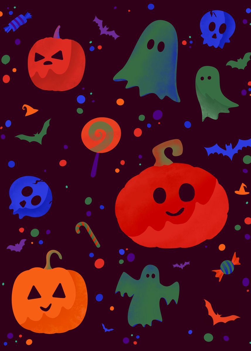 'Ghosts on halloween' Poster by Cristina Romero | Displate