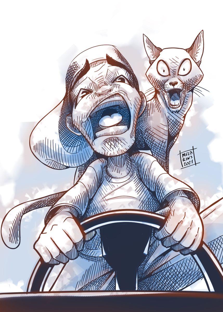 'Crazy Driving' Poster, picture, metal print, paint by melbrins | Displate