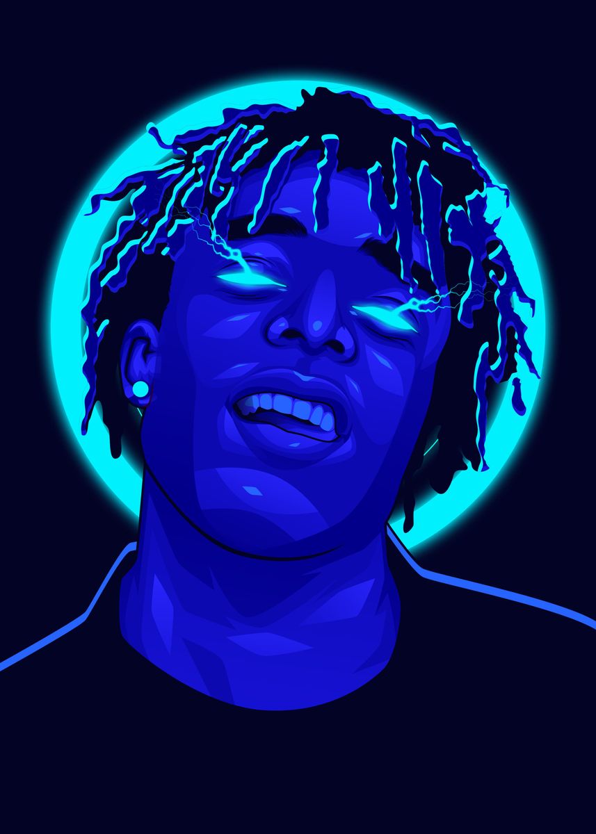 'Lil Uzi Vert Neon Blue' Poster, picture, metal print, paint by Remang ...