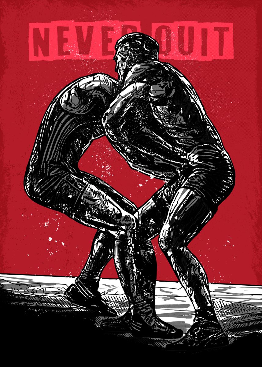 'NEVER QUIT' Poster, picture, metal print, paint by Sumox Studio | Displate