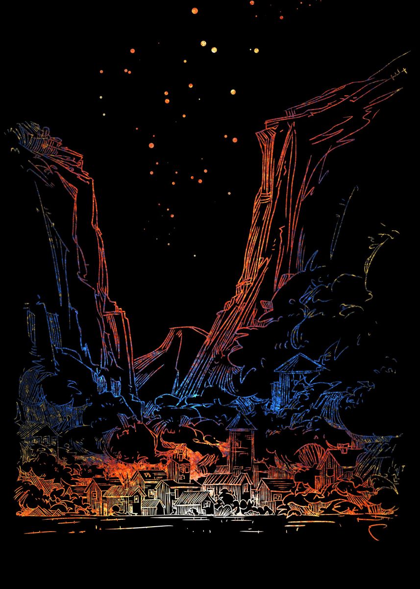 'cliff' Poster, picture, metal print, paint by Magic Apes | Displate
