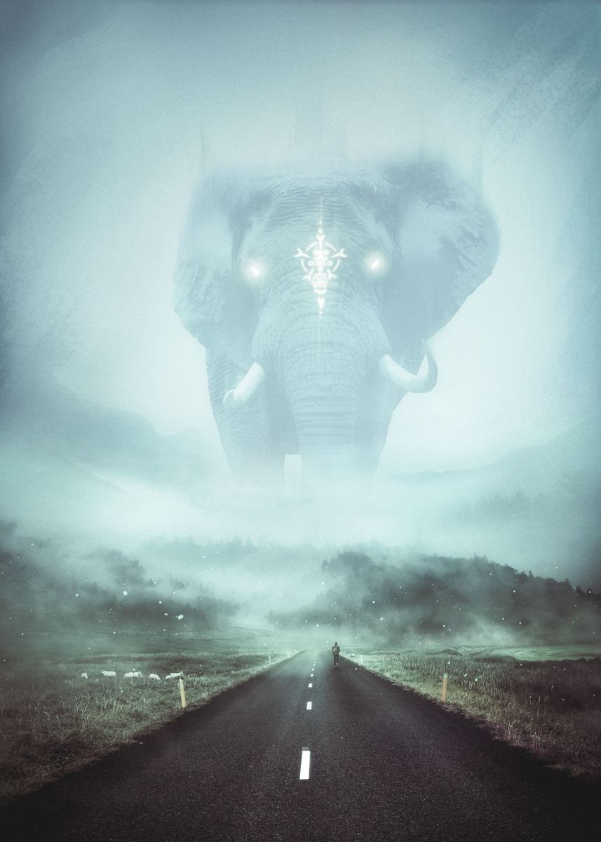 'Fog Elephant' Poster, picture, metal print, paint by Juergen Hopfner ...