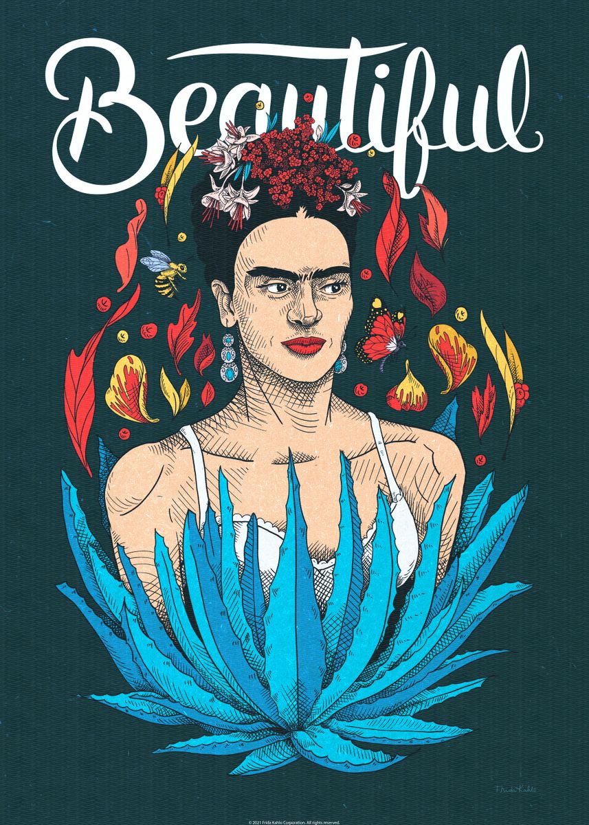 'Beautiful' Poster, picture, metal print, paint by Frida Kahlo | Displate