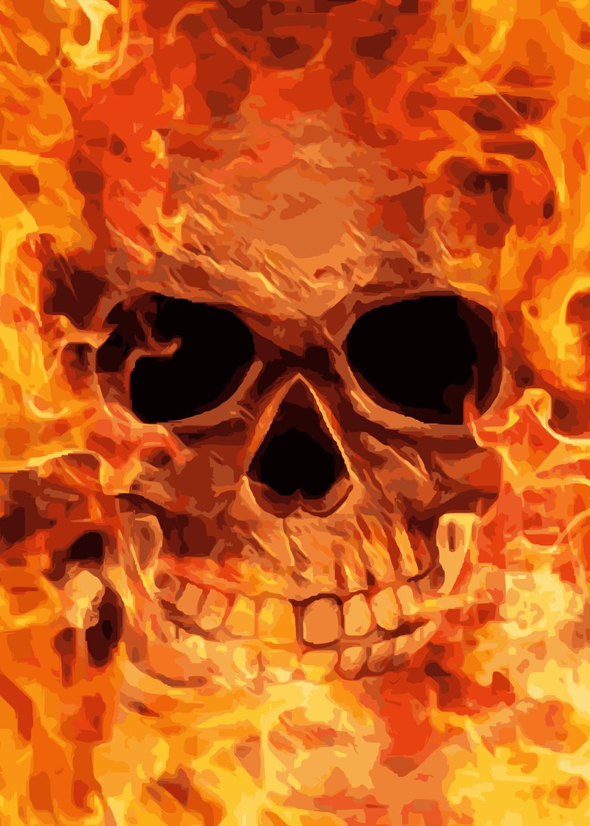 'Fiery Skull' Poster by Plim | Displate