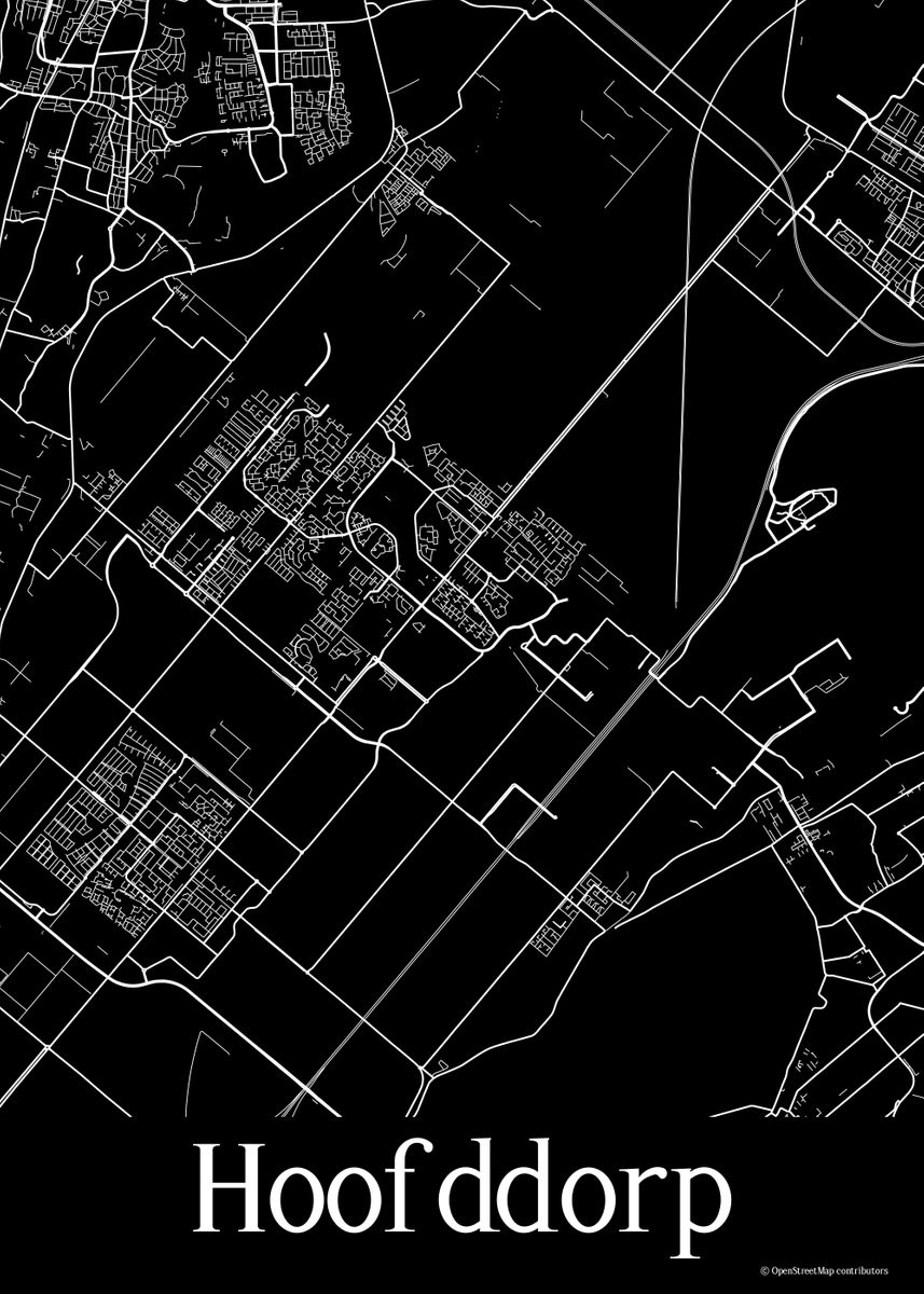 'Hoofddorp Black Map' Poster, picture, metal print, paint by Mappingz ...