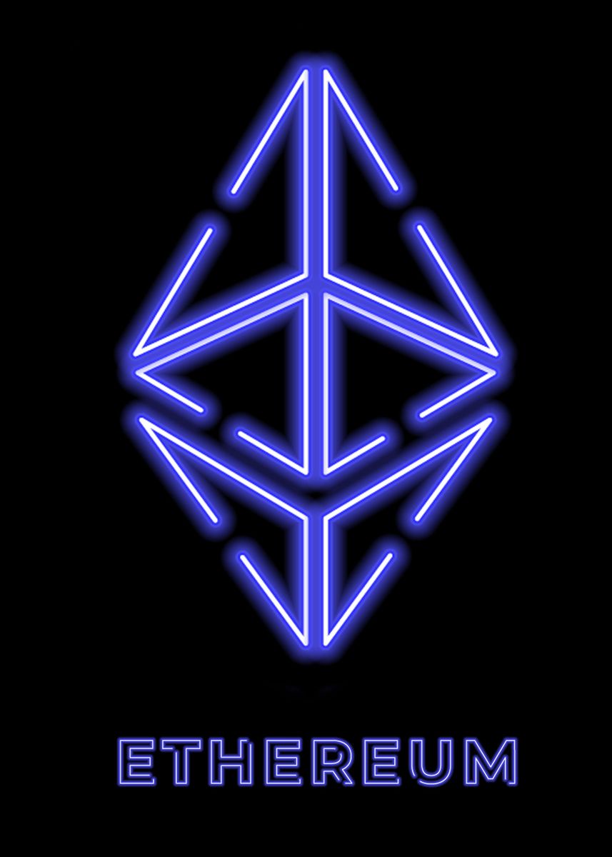 'Ethereum Symbol neon' Poster, picture, metal print, paint by Max Ronn ...