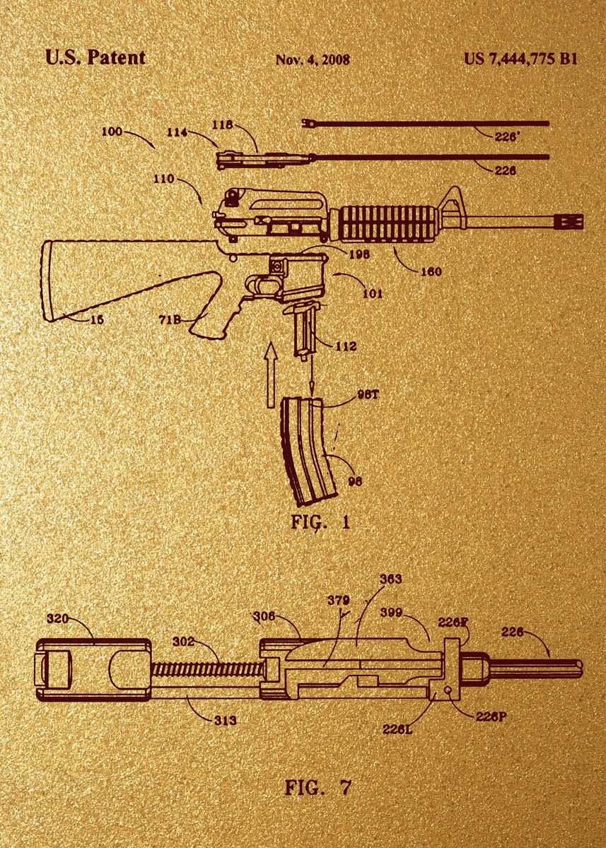 '13 AR 15 Patent' Poster, picture, metal print, paint by Gloria Grant ...