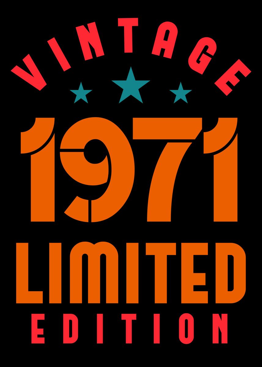 'Vintage 1971 birthday' Poster by Max Ronn | Displate