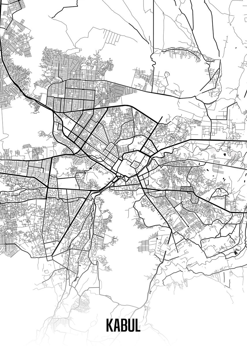 'Kabul white map' Poster, picture, metal print, paint by LUNGHISTE ...