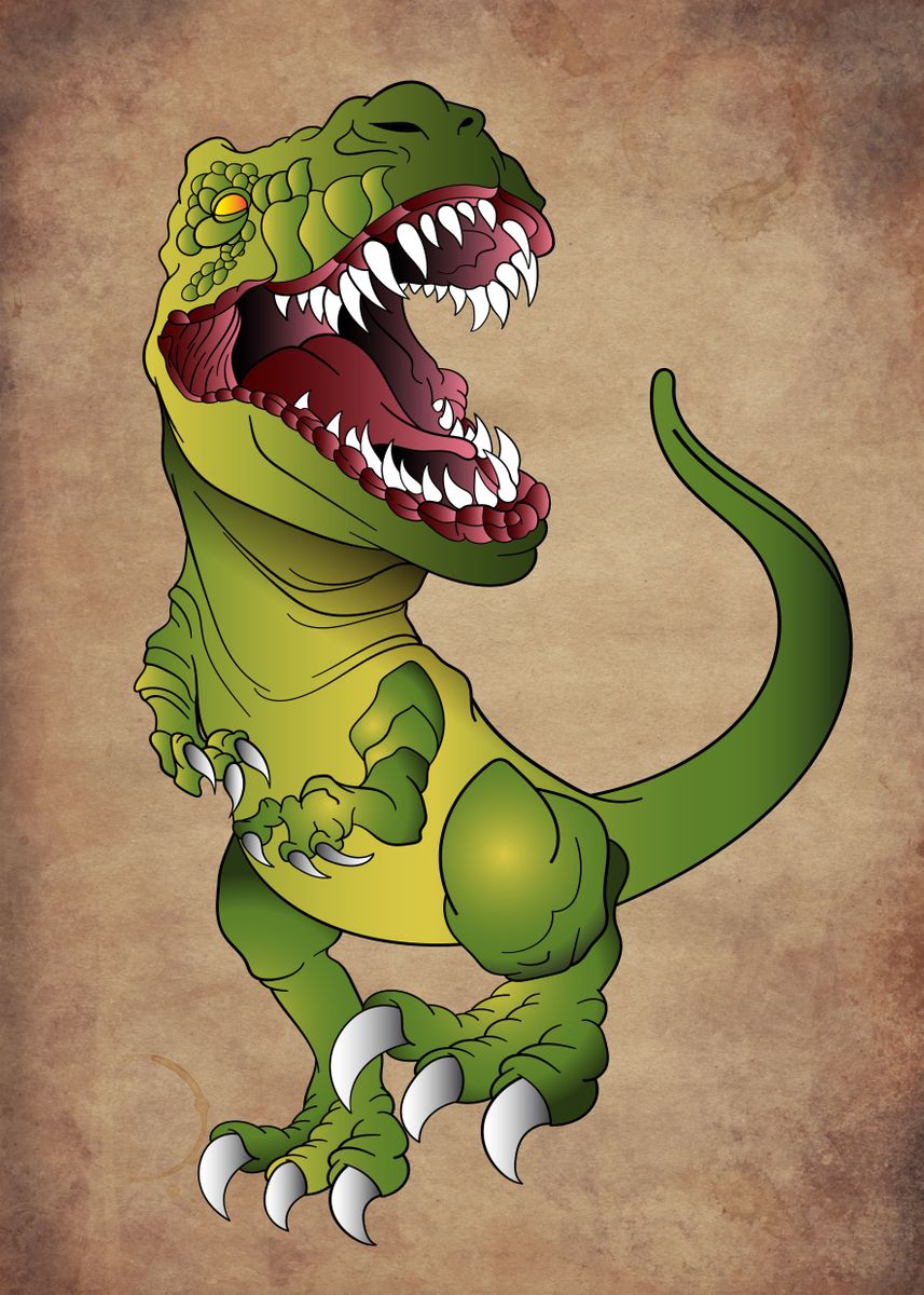 't rex kid' Poster, picture, metal print, paint by almost seven | Displate