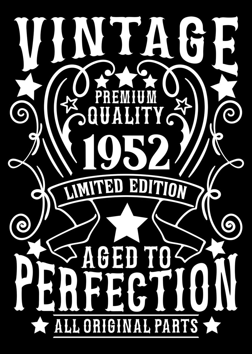 'Vintage 1952 birthday' Poster by Max Ronn | Displate