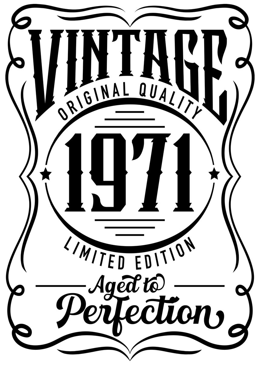 'Vintage 1971 Birthday' Poster by Max Ronn | Displate