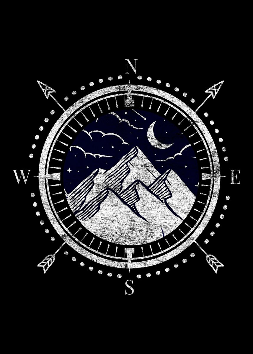 'Lattitude Compass Hiking' Poster by SWAYSHIRT | Displate