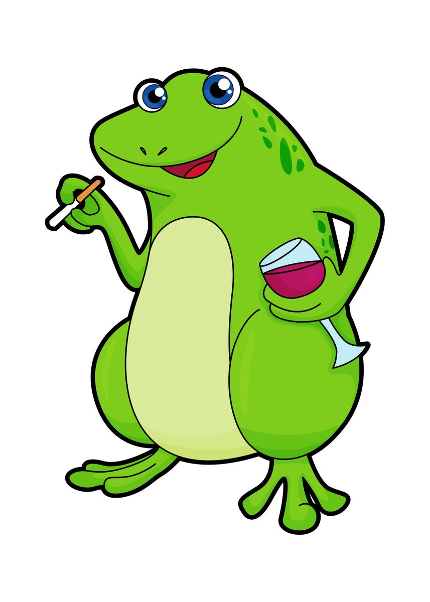 'Frog Glass of Red wine' Poster, picture, metal print, paint by Markus ...