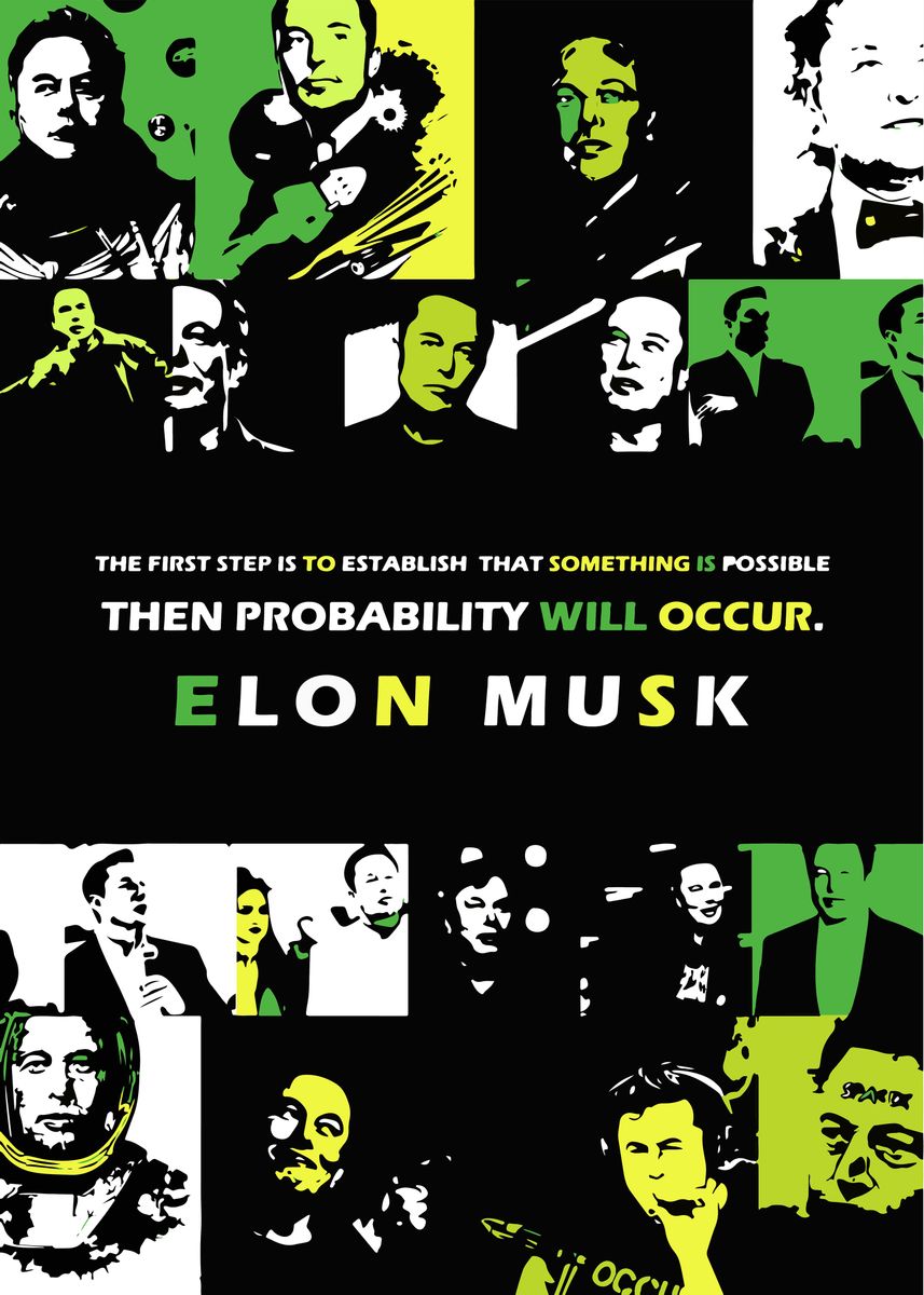 'Elon Musk CEO' Poster, picture, metal print, paint by Dinh Thi Oanh ...