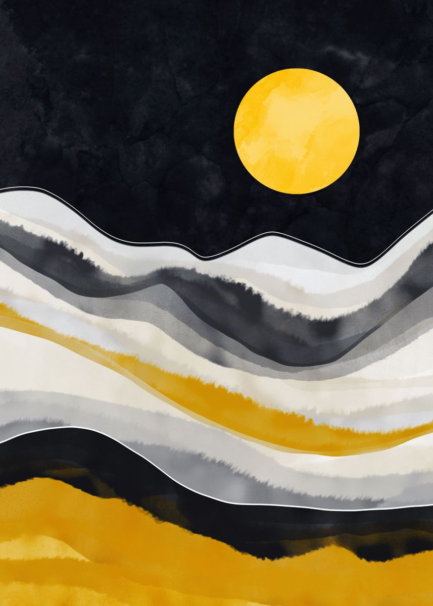 'Minimal Black and Yellow' Poster, picture, metal print, paint by ...