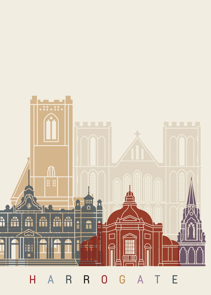 'Harrogate skyline' Poster by Cristina Romero | Displate
