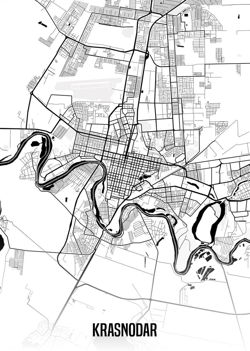 'Krasnodar white map' Poster, picture, metal print, paint by Stefano ...