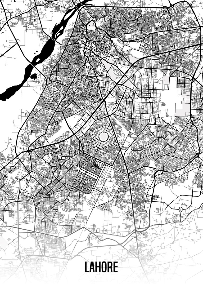 'Lahore white map' Poster, picture, metal print, paint by Stefano ...