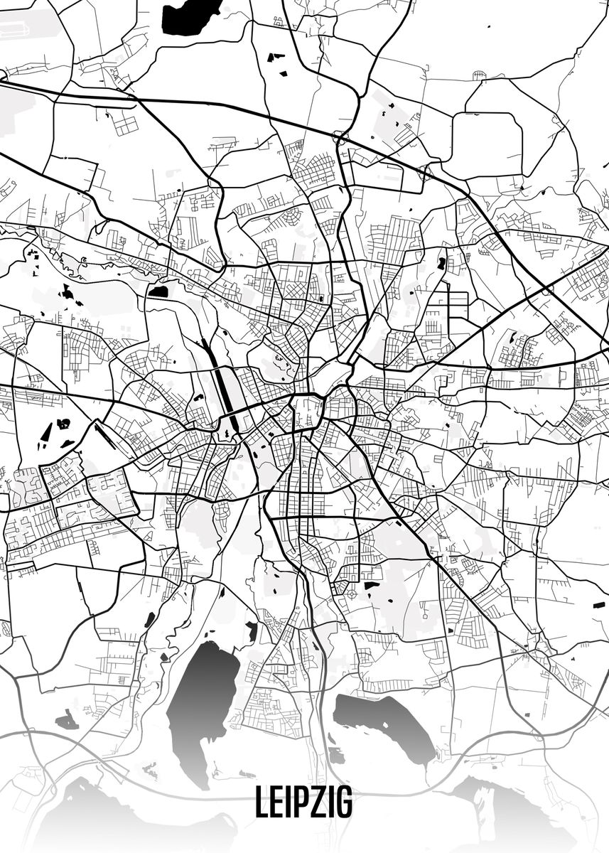 'Leipzig white map' Poster, picture, metal print, paint by LUNGHISTE ...