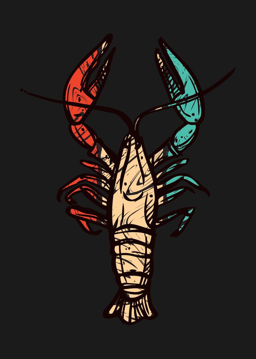 'CRAWFISH Animal' Poster, picture, metal print, paint by DEMON SPACE ...