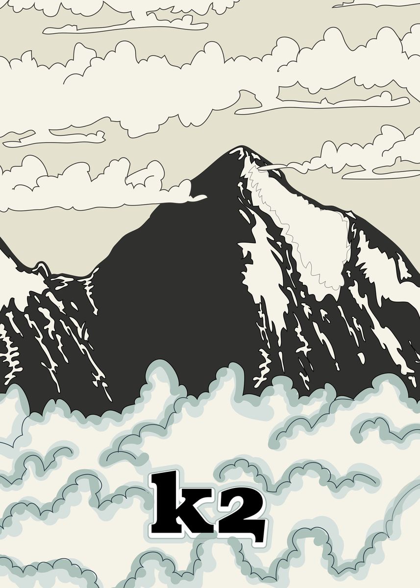 'K2 Mountain' Poster, picture, metal print, paint by David Green | Displate