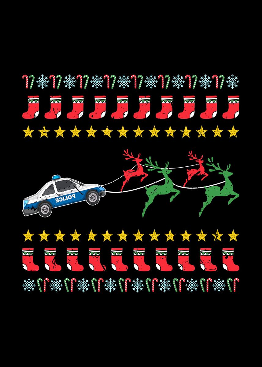'Ugly Christmas Policeman' Poster, picture, metal print, paint by ...