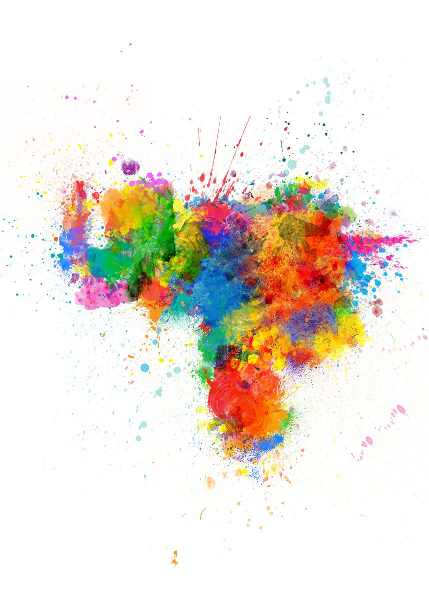 'Venezuela Paint Splash Map' Poster, picture, metal print, paint by ...