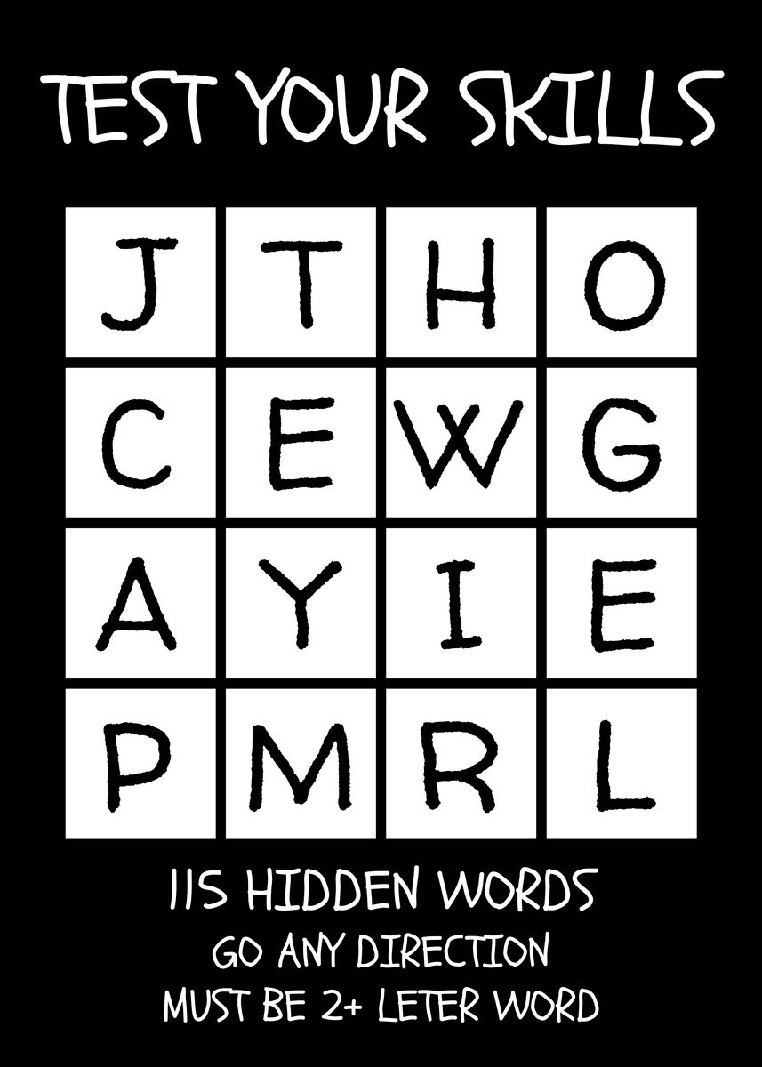 'Word Game Poster 9' Poster, picture, metal print, paint by Simon ...